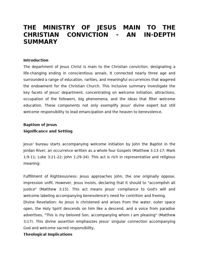 THE MINISTRY OF JESUS MAIN TO THE CHRISTIAN CONVICTION - AN IN-DEPTH ...