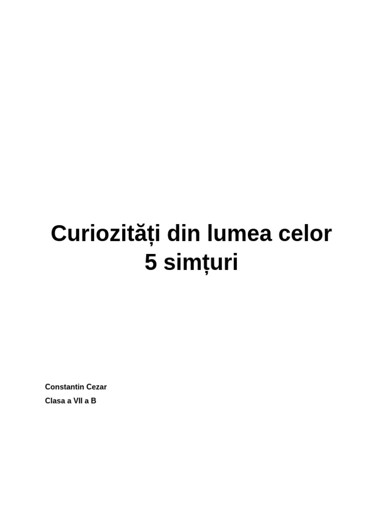 Curiozități Din Lumea Celor 5 Simțuri | PDF