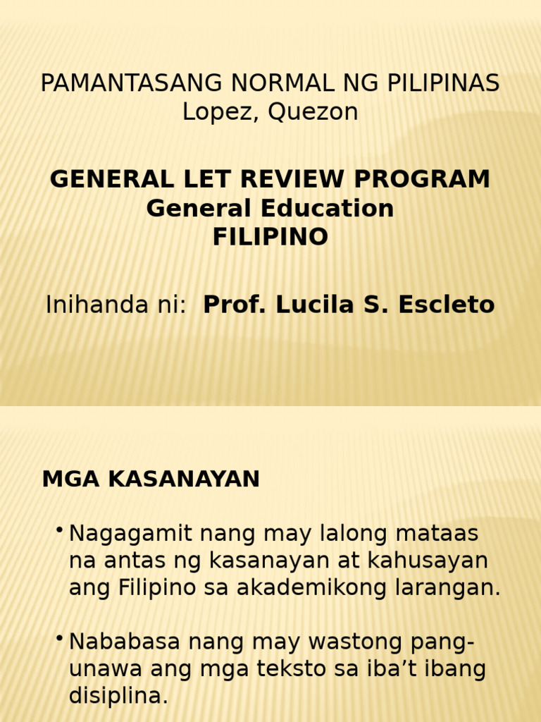 Filipino Reviewer PNU | PDF