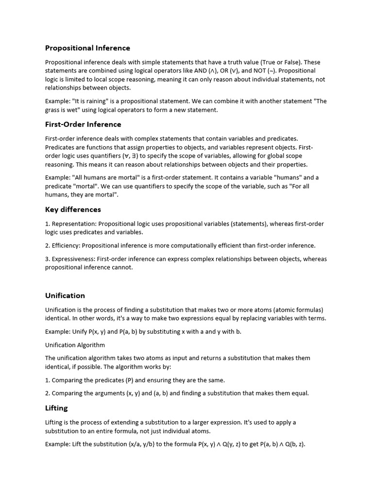 Propositional vs FO Inference FC and BC | PDF