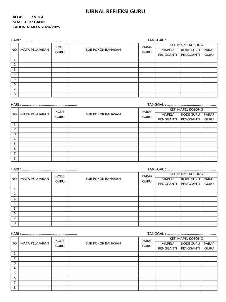 Jurnal Refleksi Guru | PDF