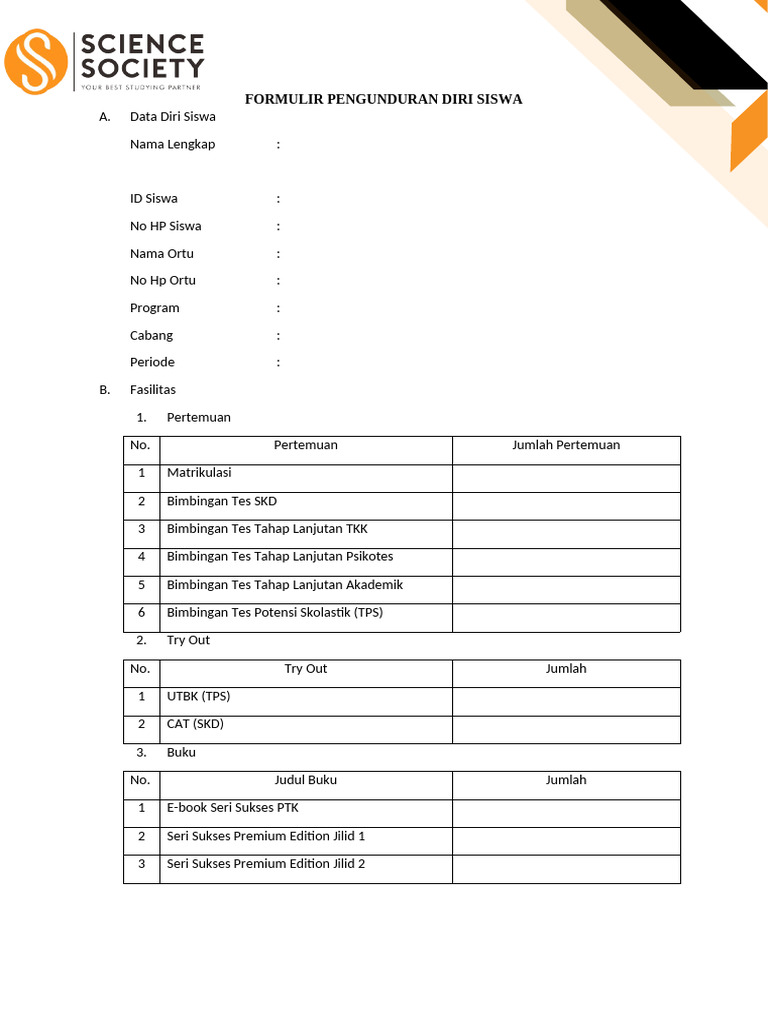 Form Undur Diri Kosong | PDF