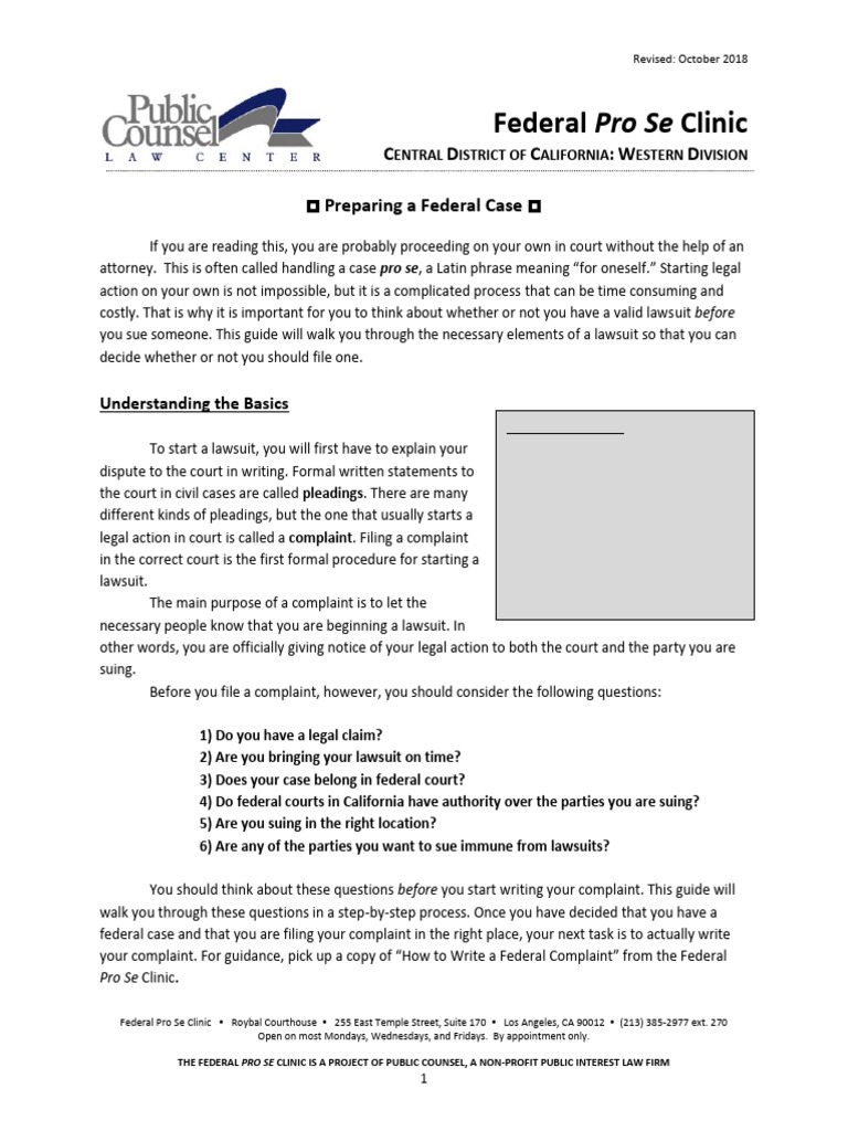 Guide-How-to-Prepare-a-Federal-Case | PDF