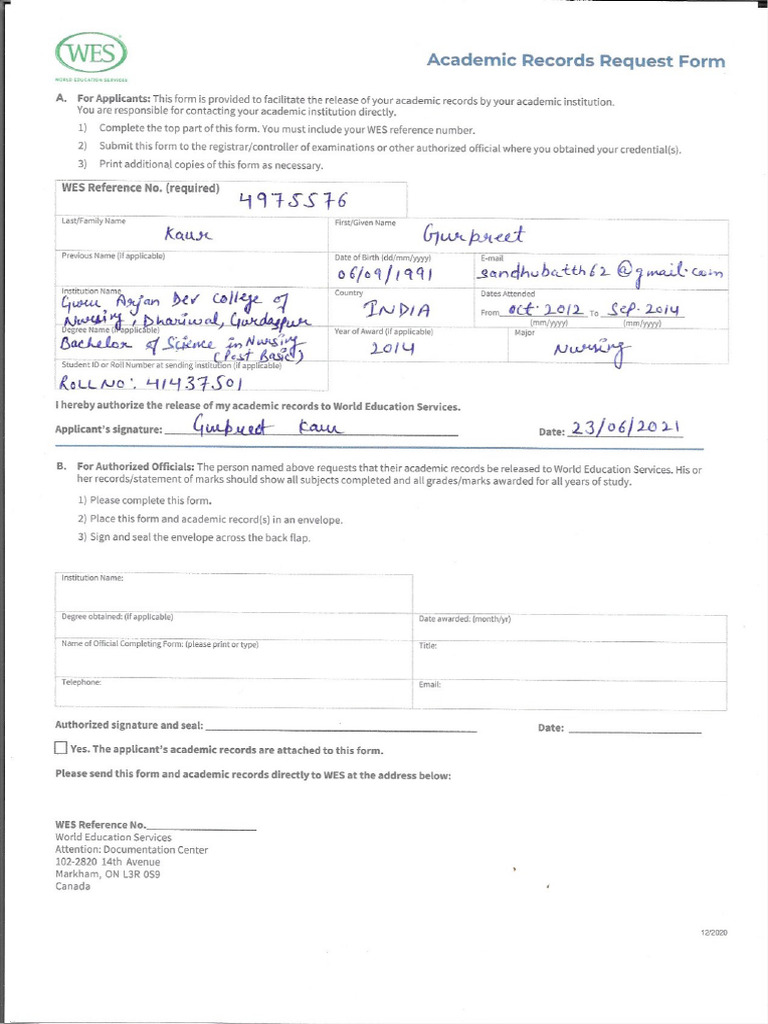 Wes Form FR Uni | PDF