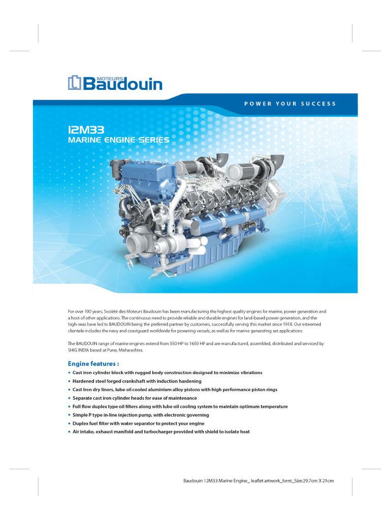 Baudouin 12M33 Marine Engine Leaflet 02 Revised | PDF