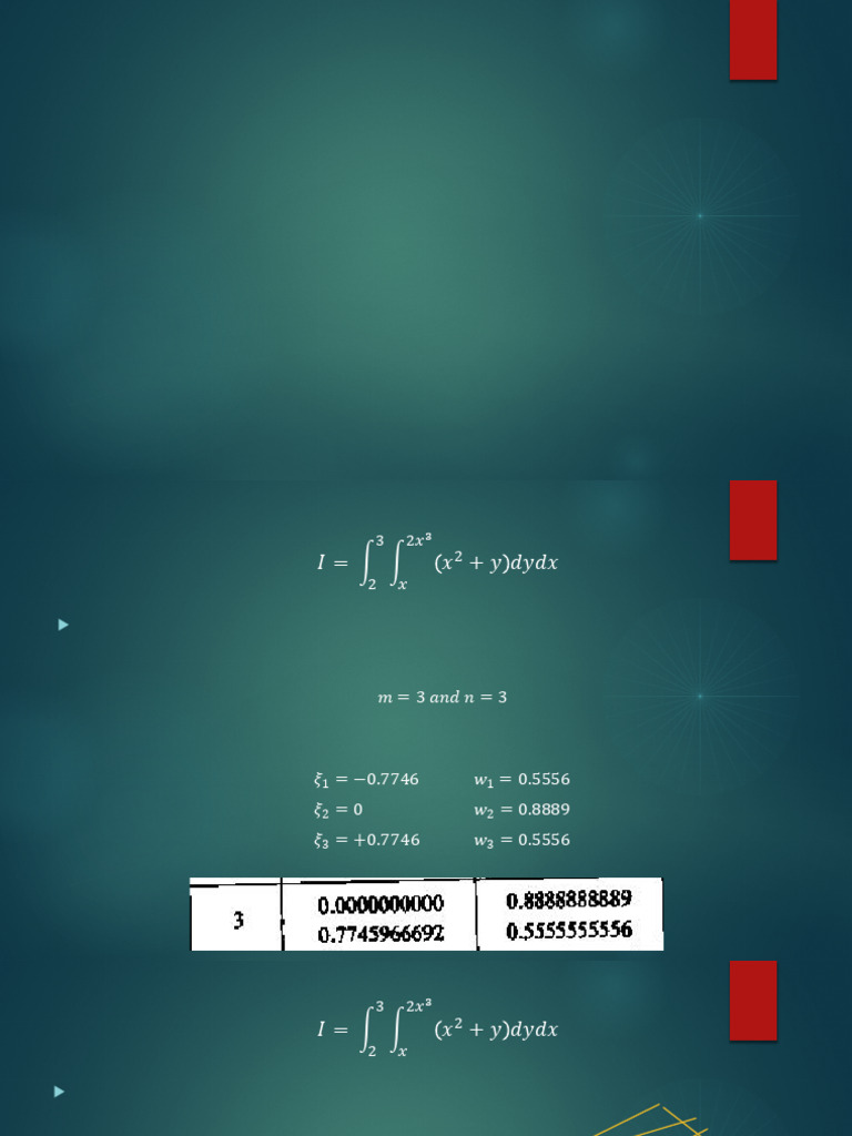 CIVN2010 - Section 4.8 - Gauss Quadrature - Double Integration - Example - PDF | PDF | Ordinary ...