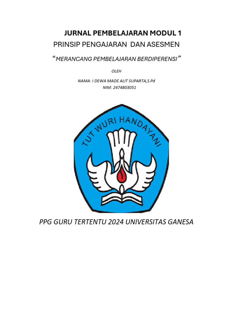 Prinsip Pengajaran Dan Asesmen ": Jurnal Pembelajaran Modul 1 | PDF