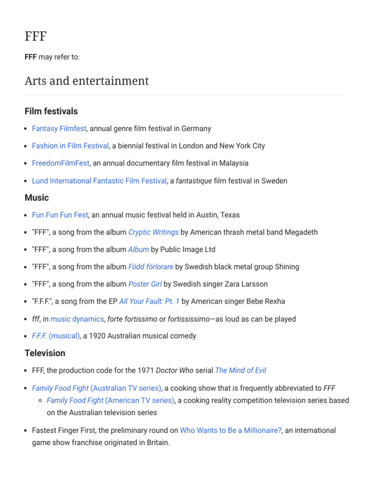 FFF - Wikipedia | PDF