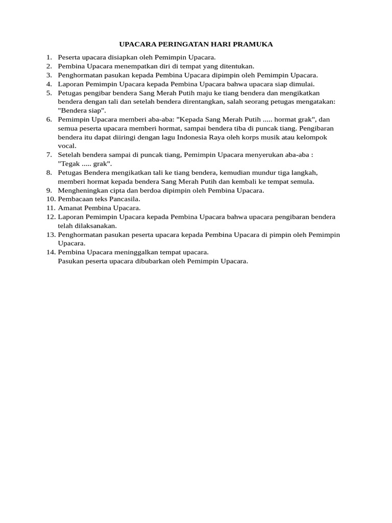 Upacara Peringatan Hari Pramuka | PDF | Seni | Agama & Spiritualitas