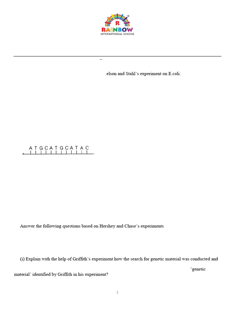 Cl12 Biology WS-06 | PDF