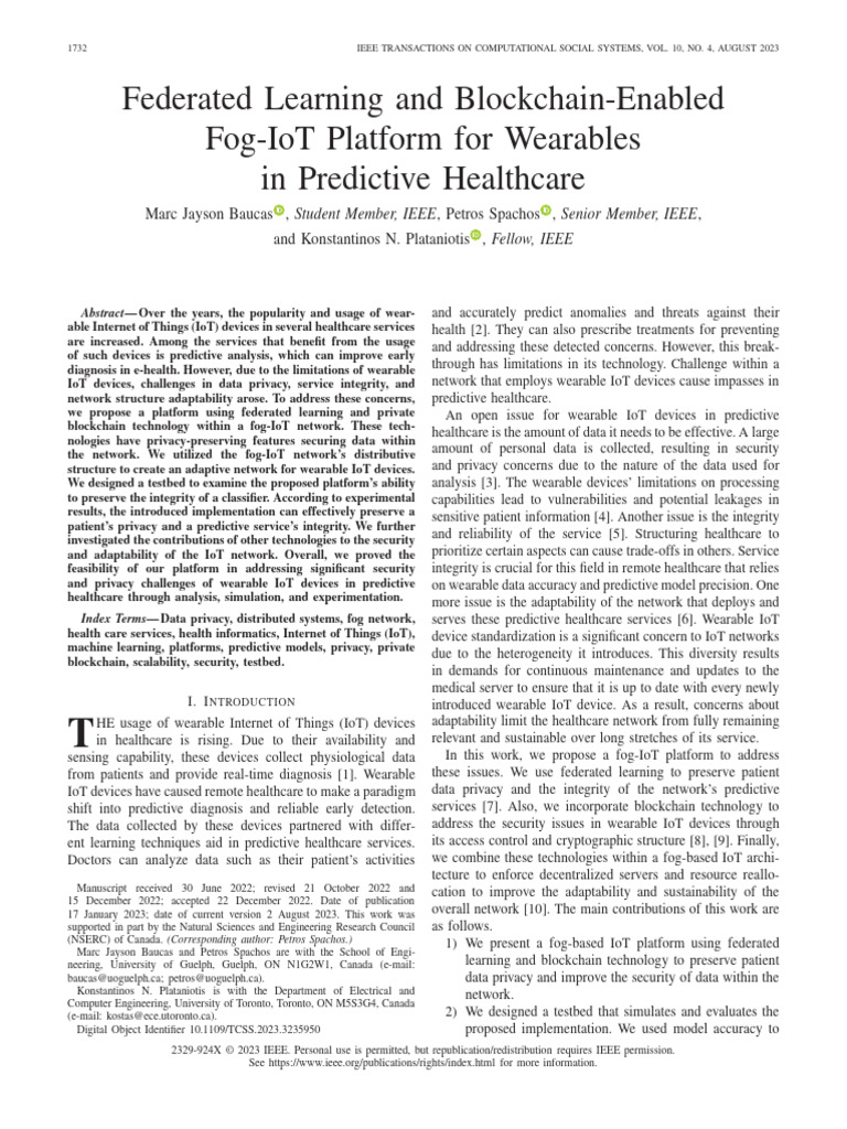 FL and - Blockchain-Enabled - Fog-IoT - Platform - For - Wearables - in - Predictive ...