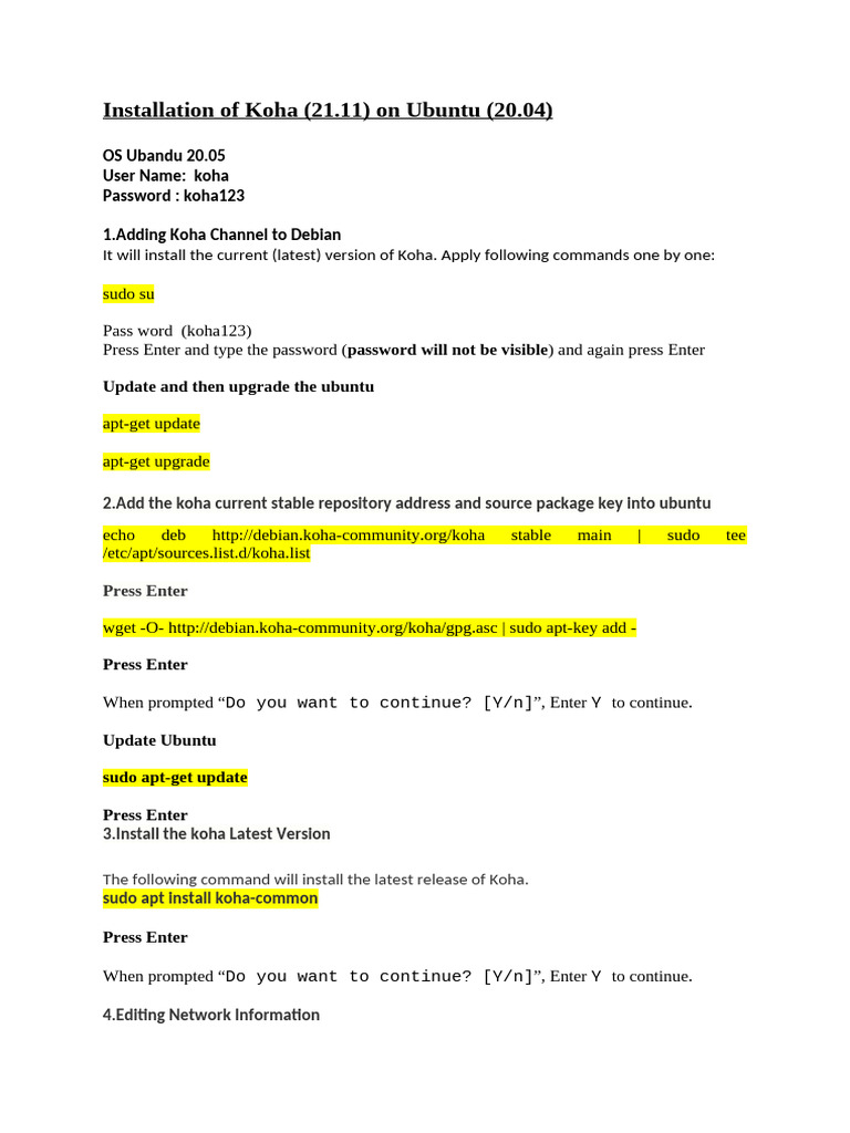 Installation of Koha 21.11 | PDF