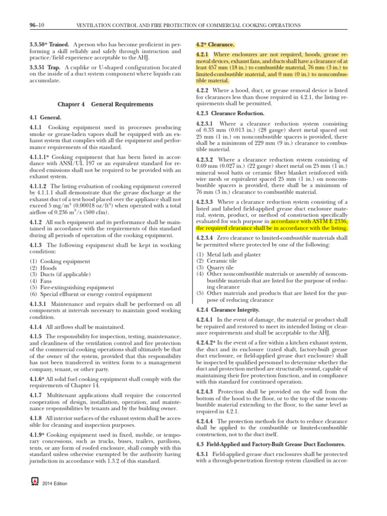 NFPA 96,2014 adopts ASTM E 2336 | PDF