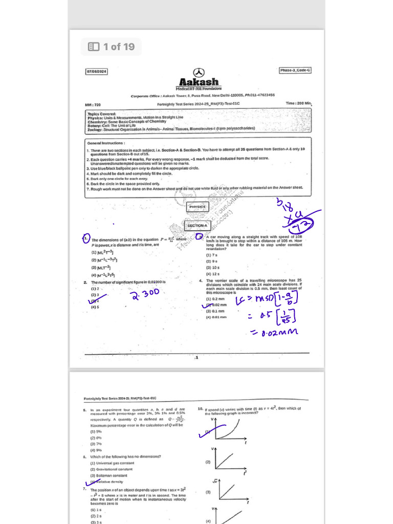 Physics Practice Paper - 1 | PDF