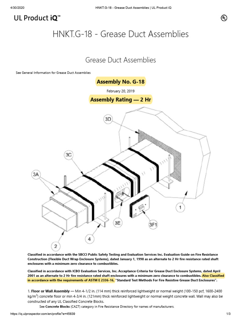UL Grease Duct Assemblies As Per ASTM E 2336 | PDF