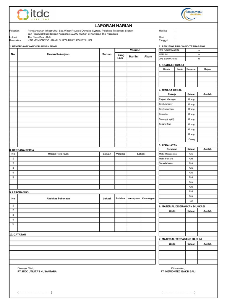 Format Laporan Harian | PDF