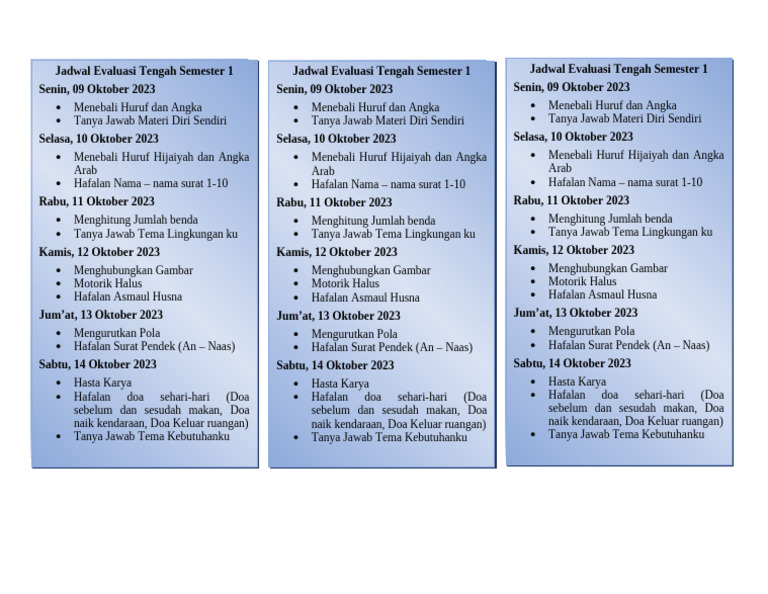 Jadwal Uts 1 2023 | PDF