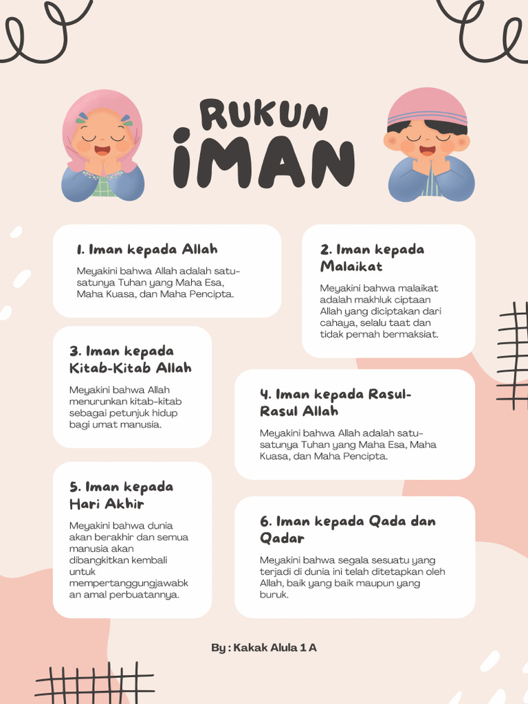 Merah Dan Krem Ilustrasi Yuk Mengenal Rukun Iman Poster | PDF