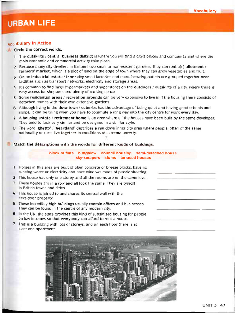 Vocab 1 - Urban life | PDF