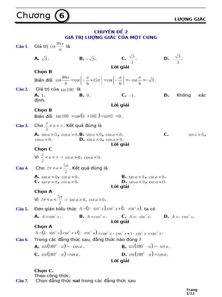 DS_C6_Gia tri luong giac cua mot cung | PDF