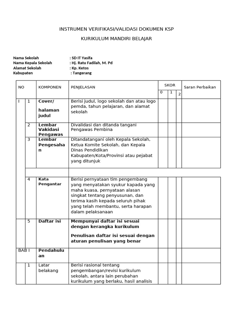 INSTRUMEN VERIFIKASI Merdeka 2024 | PDF