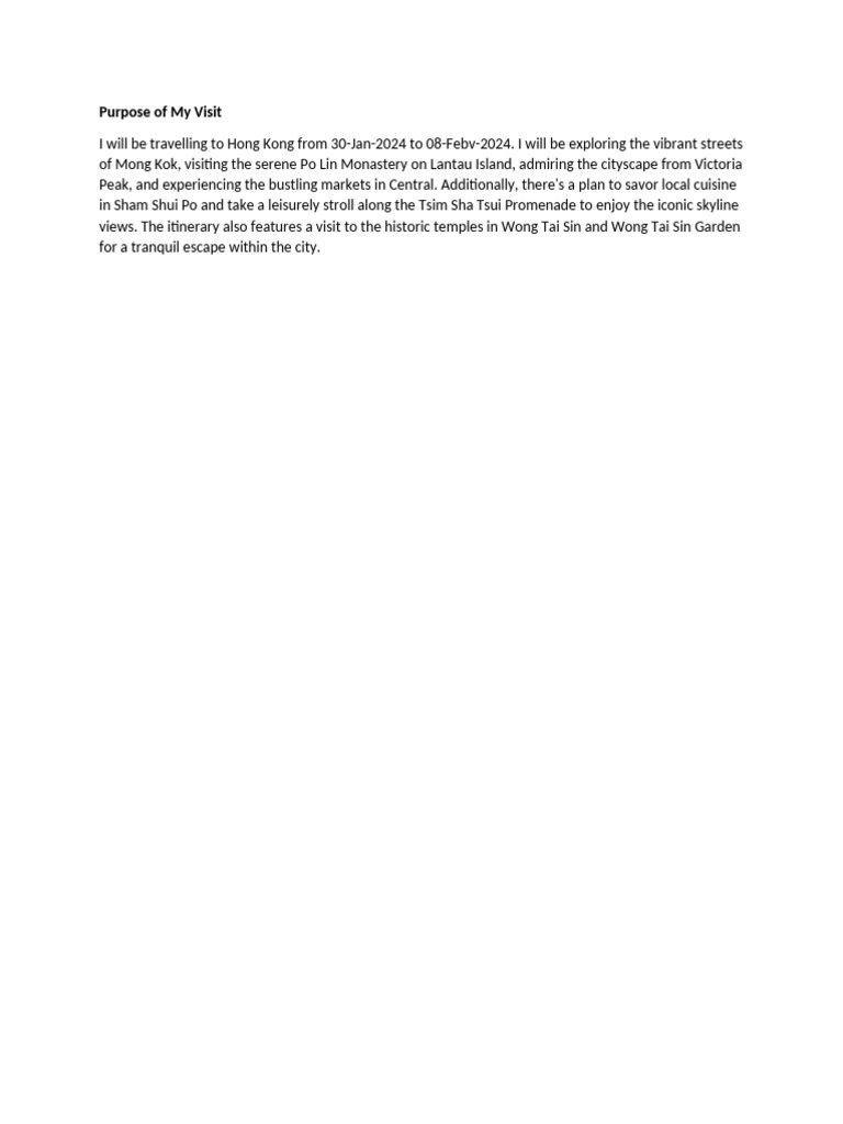 Purpose Of Your Visit | Purpose Of Visit Letter Example – ALHFO