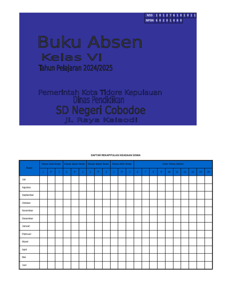 Absensi Kelas 4 | PDF