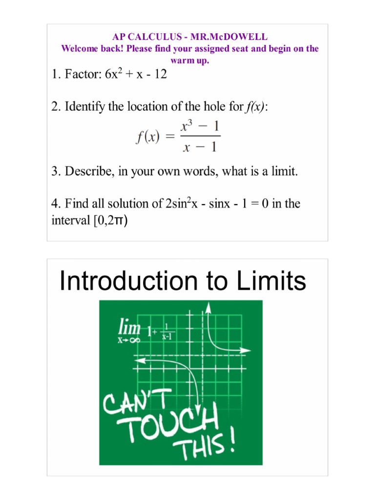 01 Introduction To Limits Graphs To Post | PDF