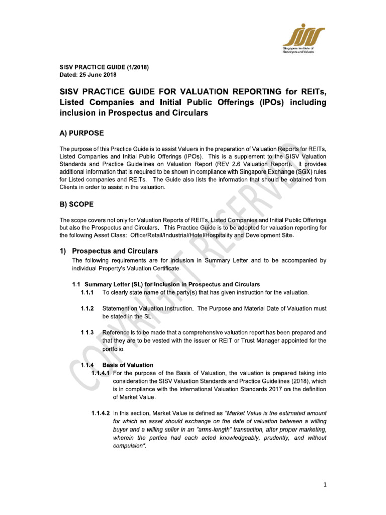 SISV Valuation Practice Guide | PDF