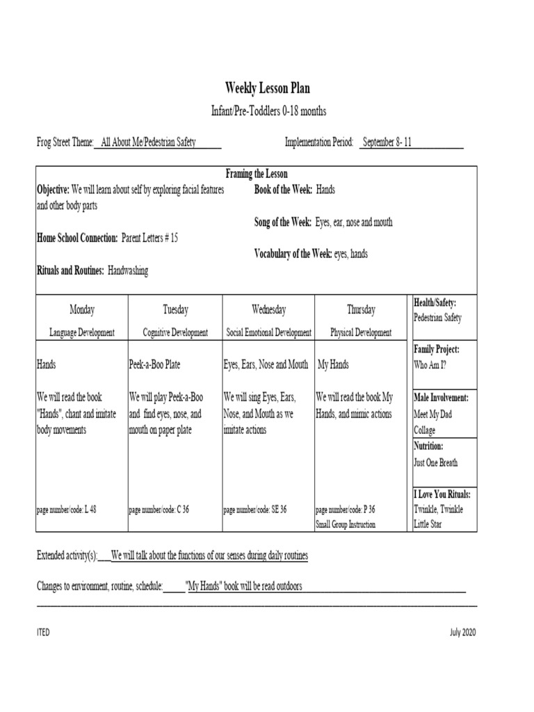 Lesson Plan Eng 0-18 Mos | PDF