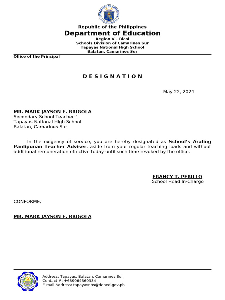 Designation Individual | PDF