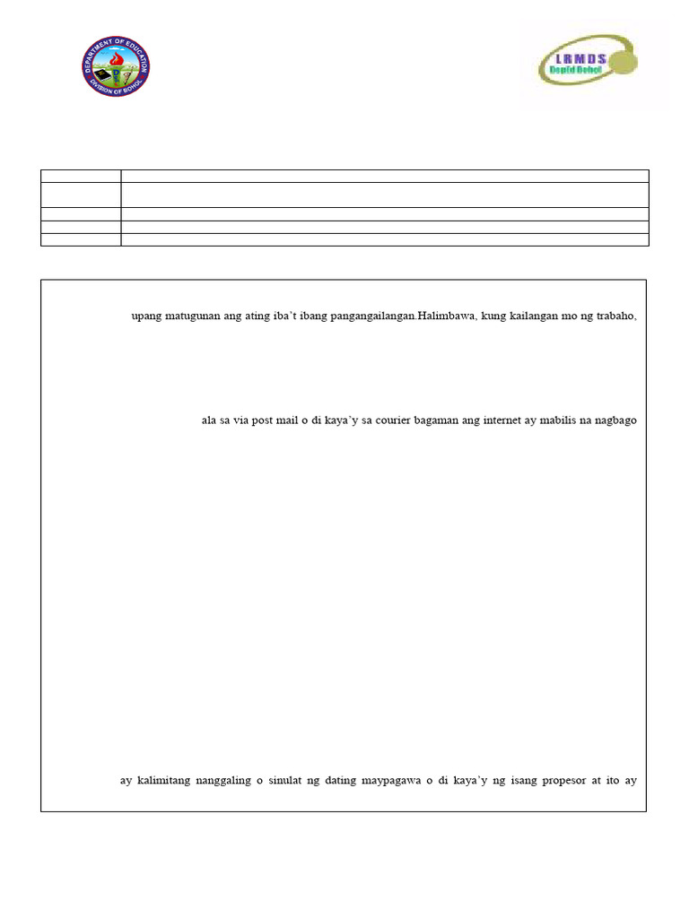 Fil-11 Q1 LAS-Wk5 Day1-3 | PDF