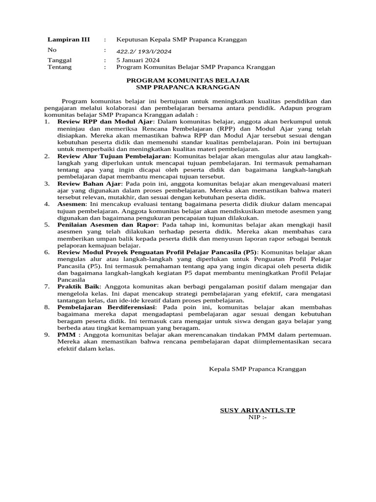 Lampiran III-VI - SK KOMBEL | PDF