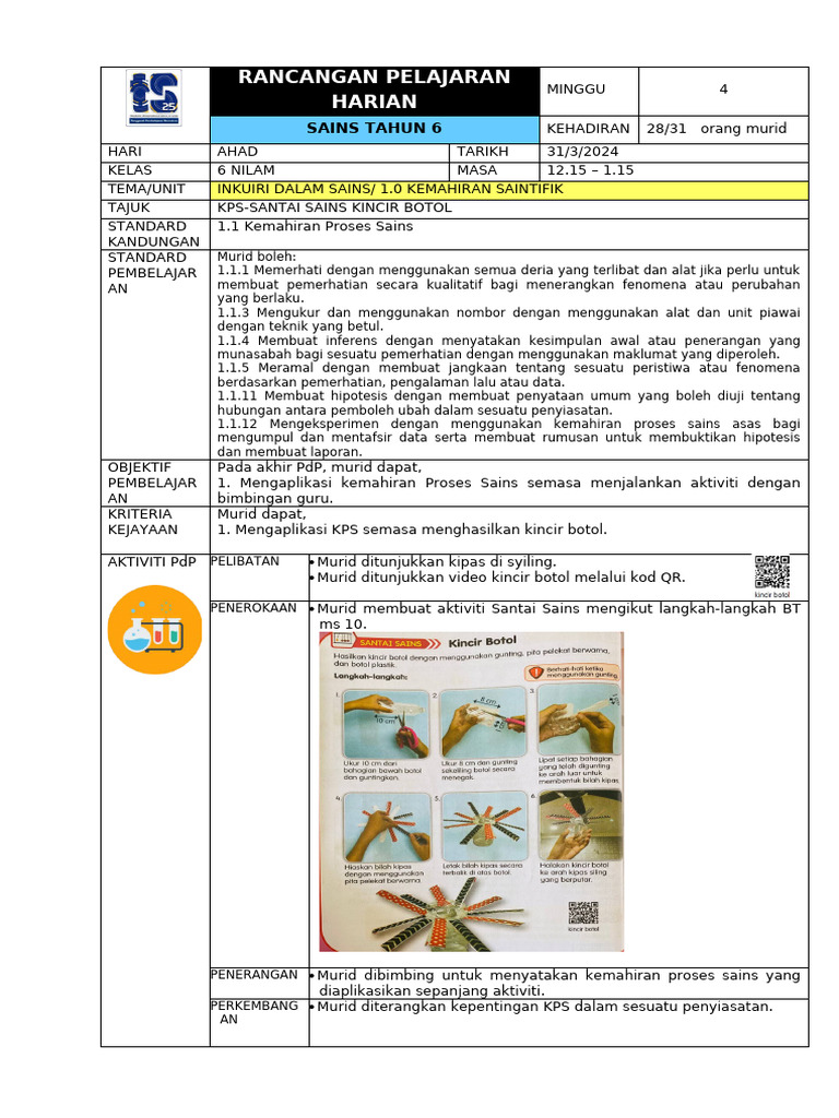 RPH Sains THN 6 Nilam | PDF