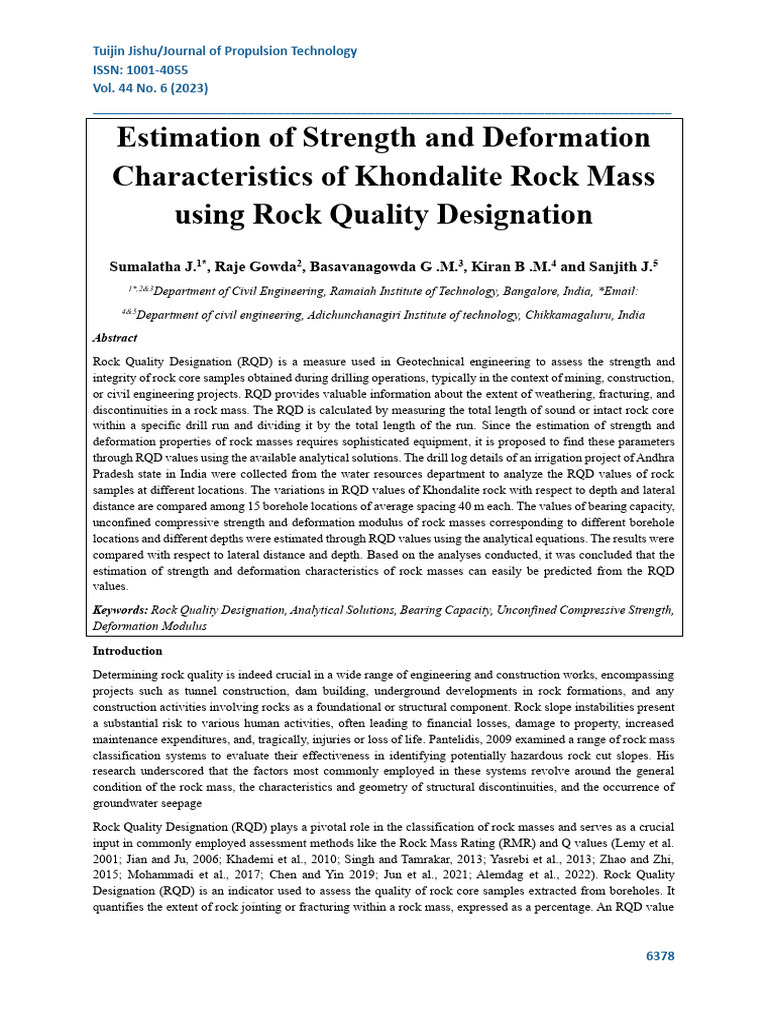 Rock Quality Designation Paper | PDF