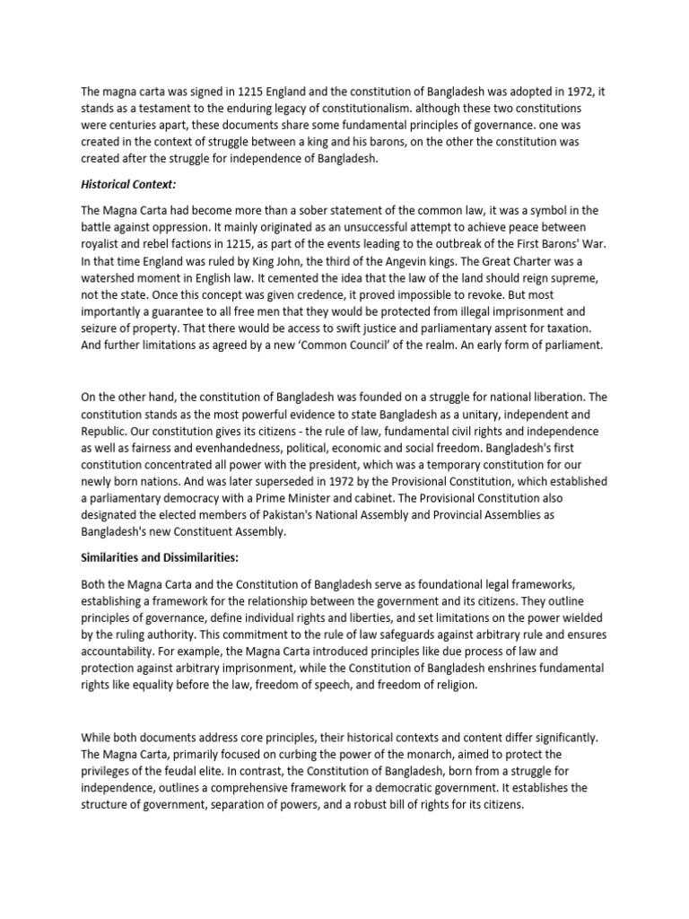 Similarities and Dissimilarities of Magna Carter | PDF