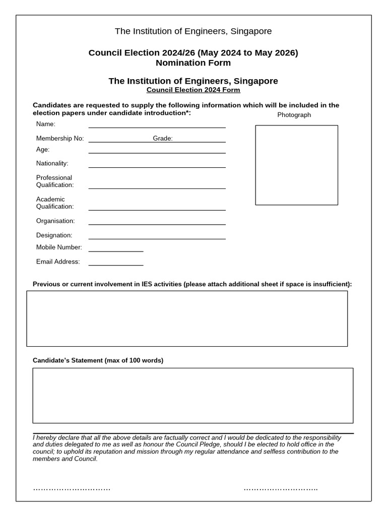 Council Election Nomination Form | PDF