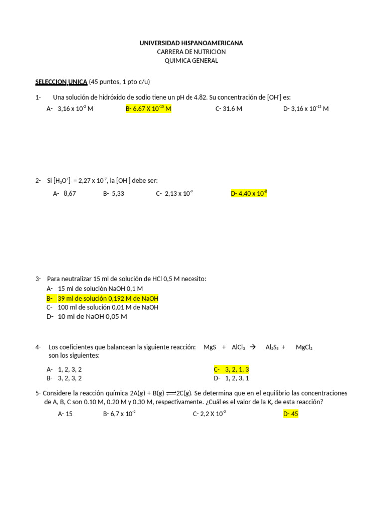 Universidad Hispanoamericana: D-10 ML de Naoh 0,05 M | PDF