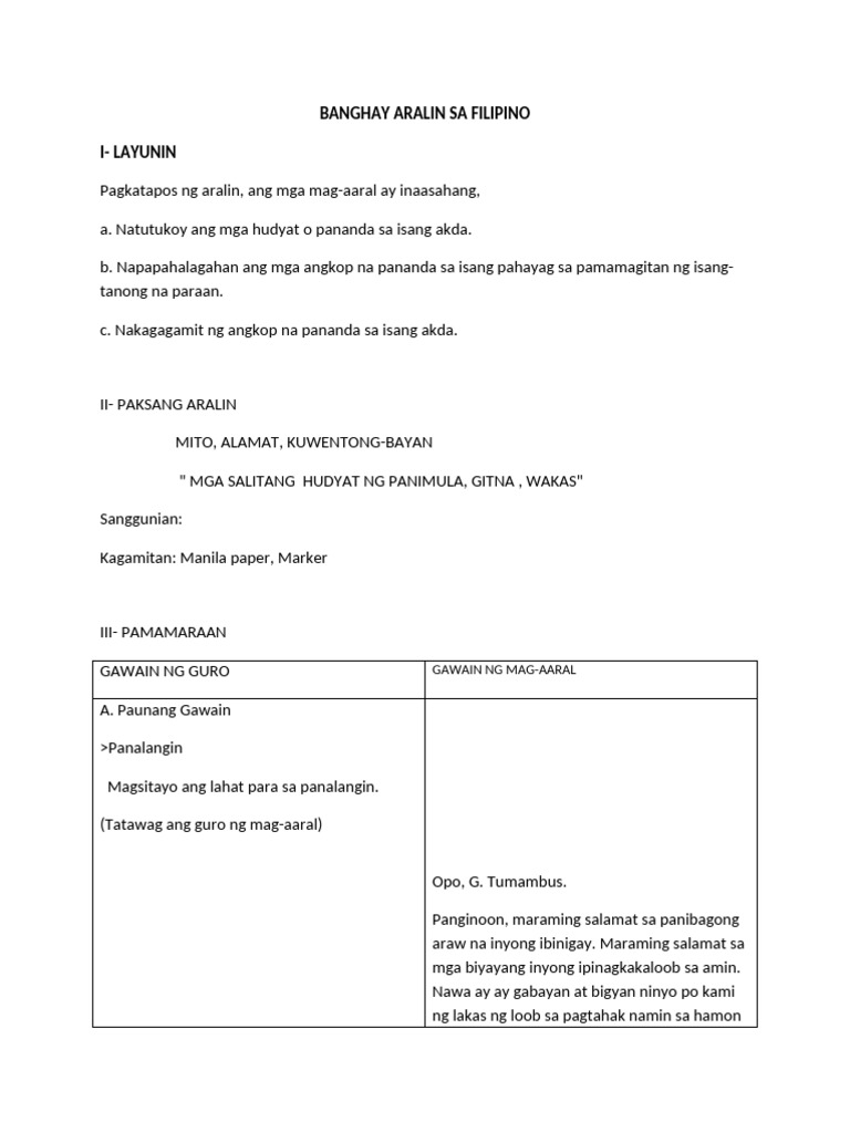 Banghay Aralin 7 Last | PDF