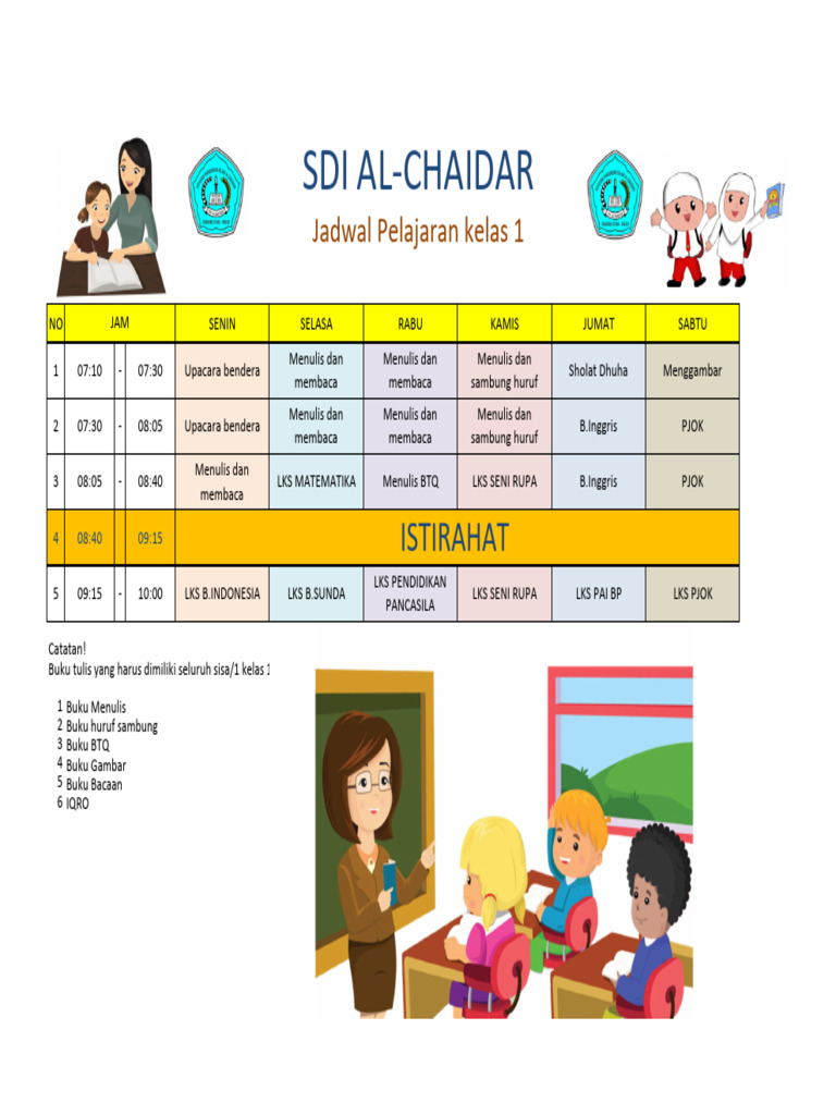 Jadwal Pelajaran Kelas 1 Pdf