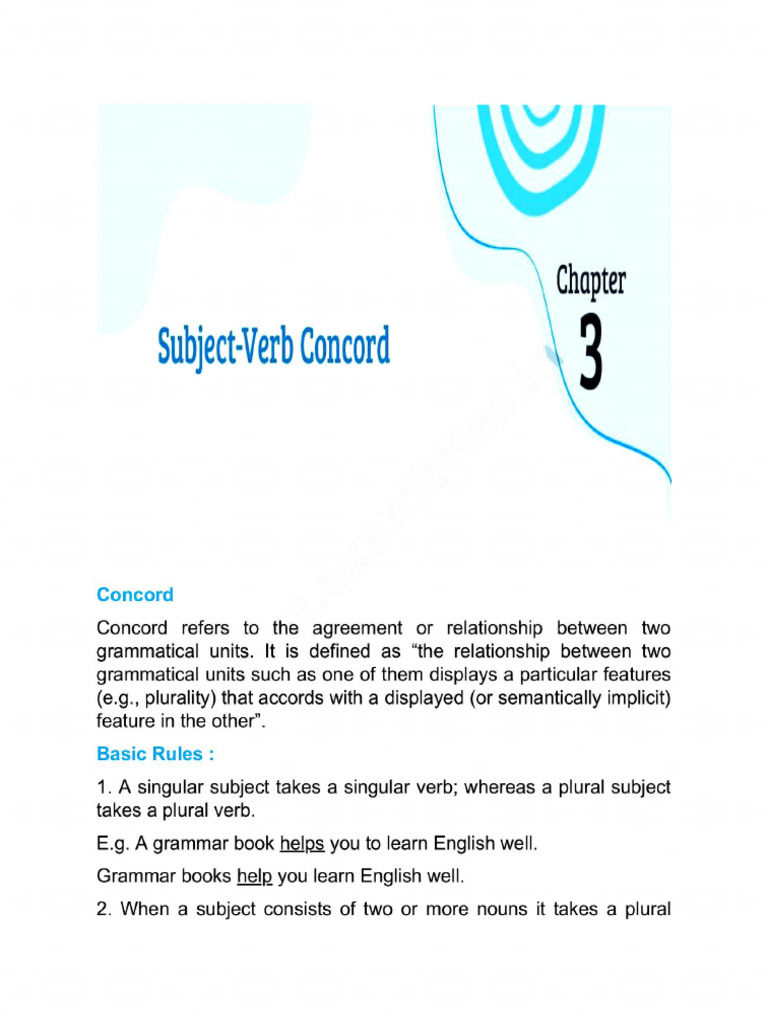 3-Subject Verb Concord | PDF