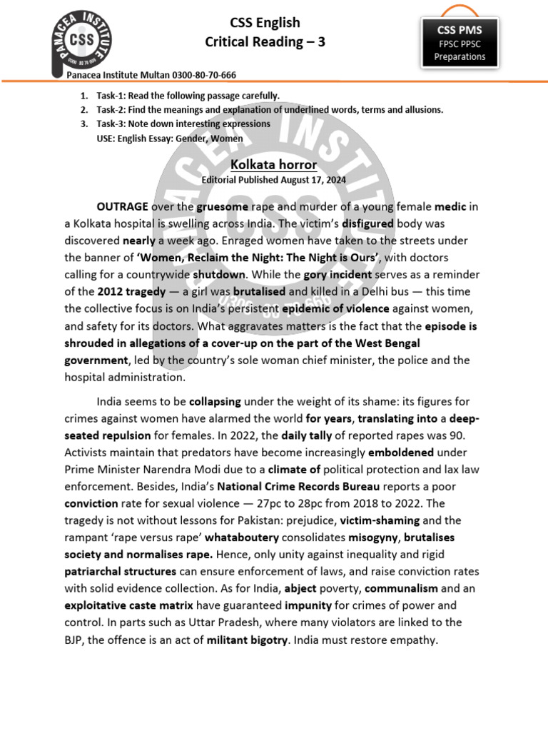 Critical Reading Exercise - 3 | PDF