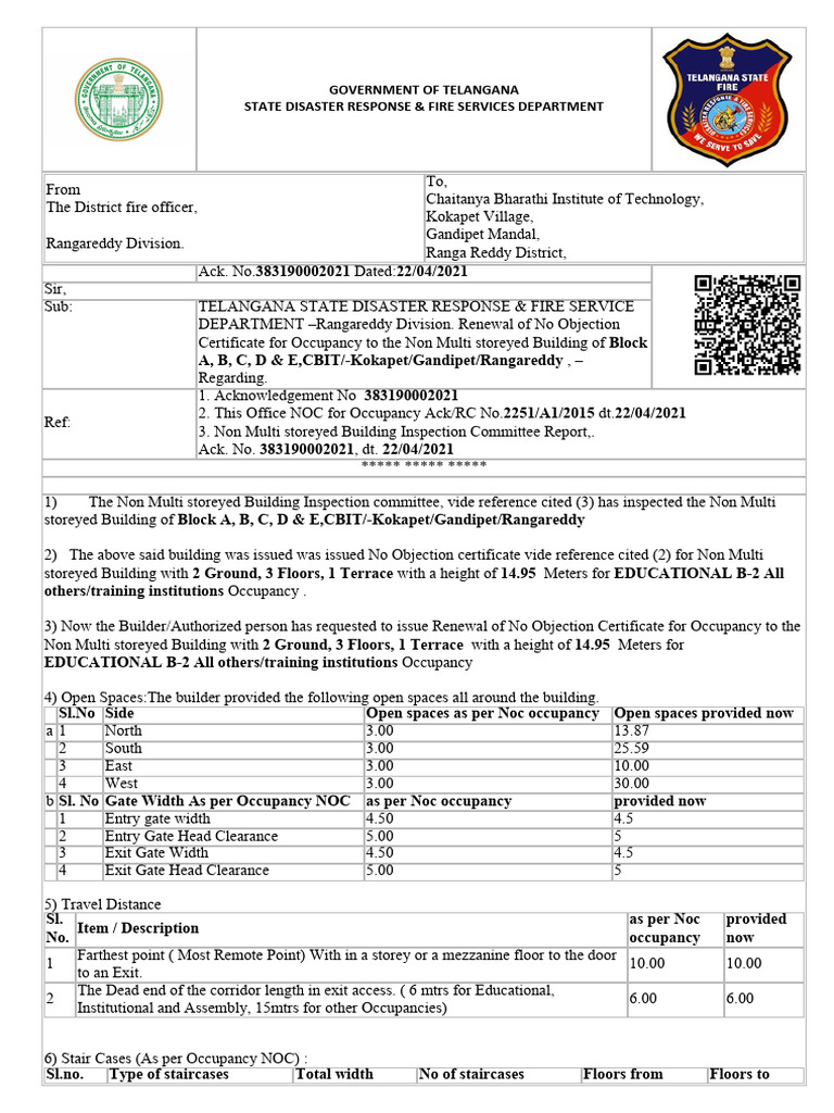 Annexure 18 Fire and Safety Certificate | PDF | Stairs | Fire Sprinkler ...