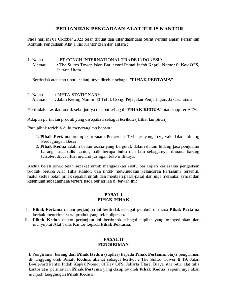 Kontrak ATK Word | PDF