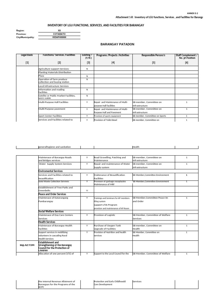 Inventory Lgu - PATADON | PDF