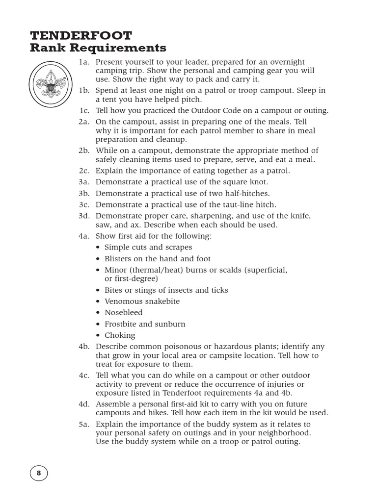 Tenderfoot Rank Requirements 2019 | PDF | Outdoor Recreation | Home ...