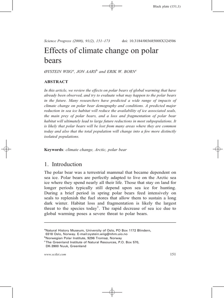 Effects of Climate Change On Polar Bears | PDF