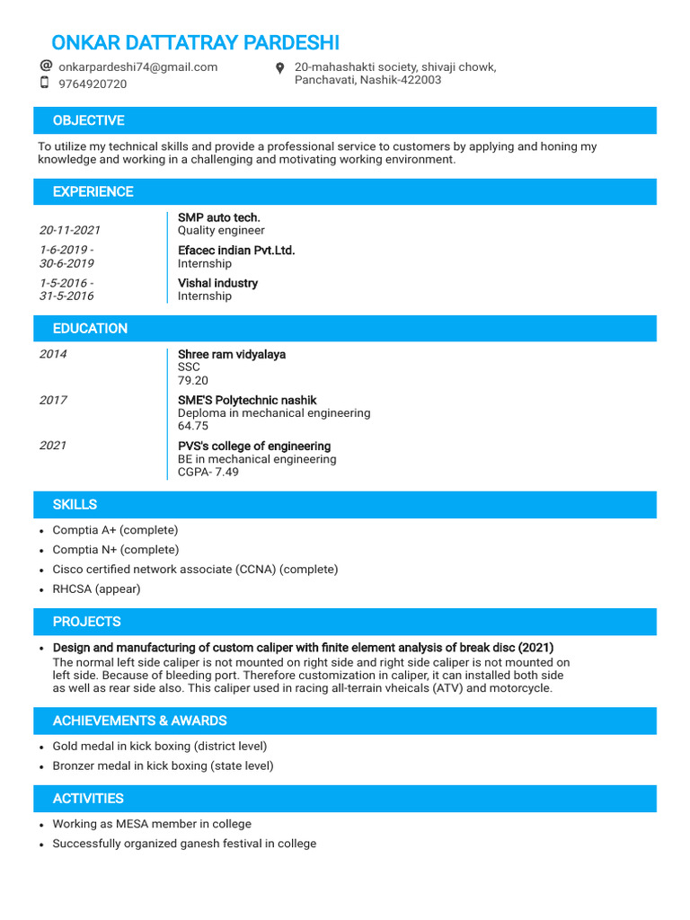 Onkar Resume | PDF