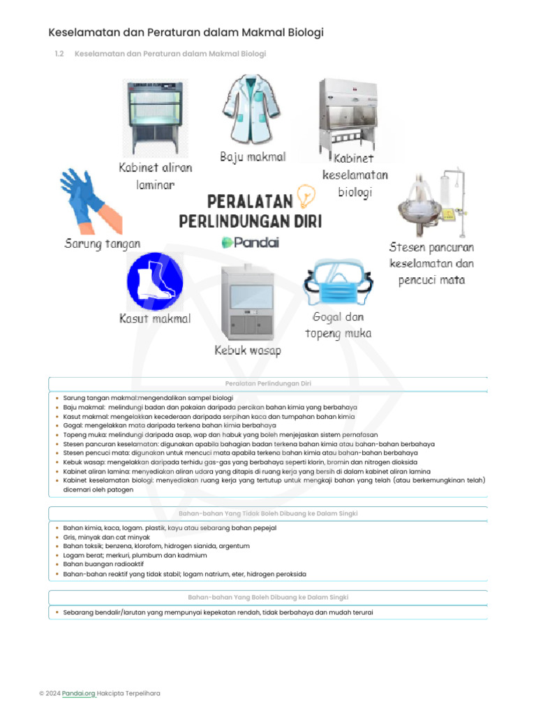 Keselamatan Dan Peraturan Dalam Makmal Biologi | PDF