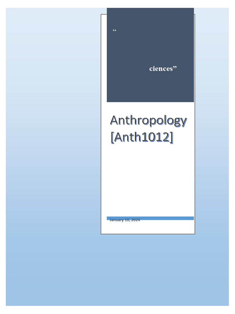 Lecture Notes On Anthropology | PDF